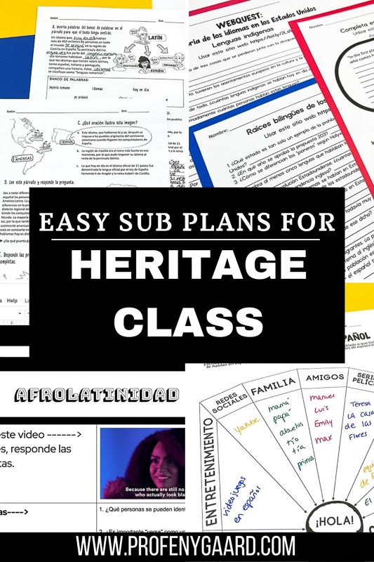 Easy Sub Plans to Leave for Heritage Spanish Class - Profe Nygaard